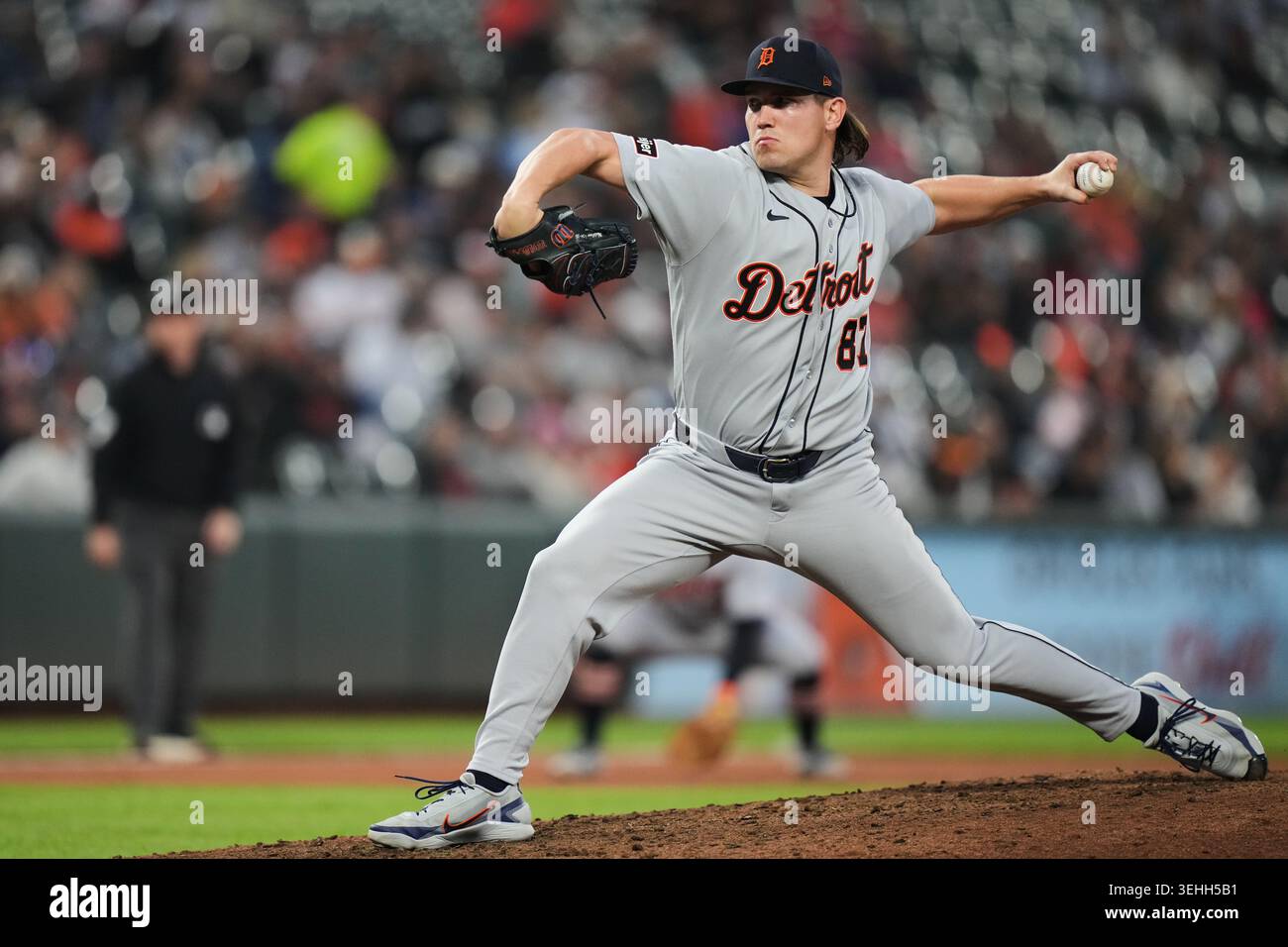 Detroit Tigers pitcher Tyler Holton delivers during the seventh inning ...