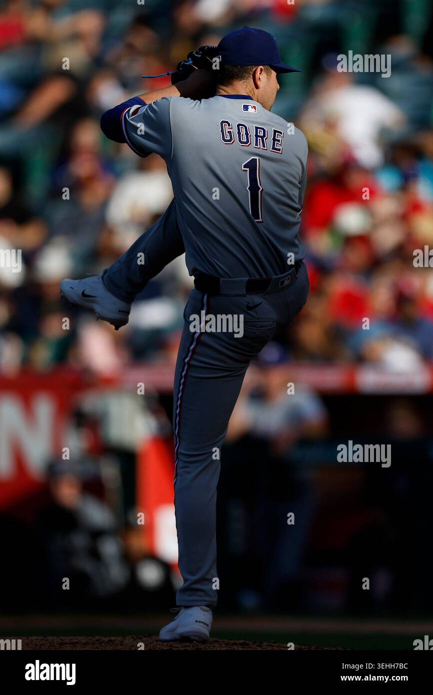 Texas Rangers starting pitcher MacKenzie Gore winds up to throw during ...