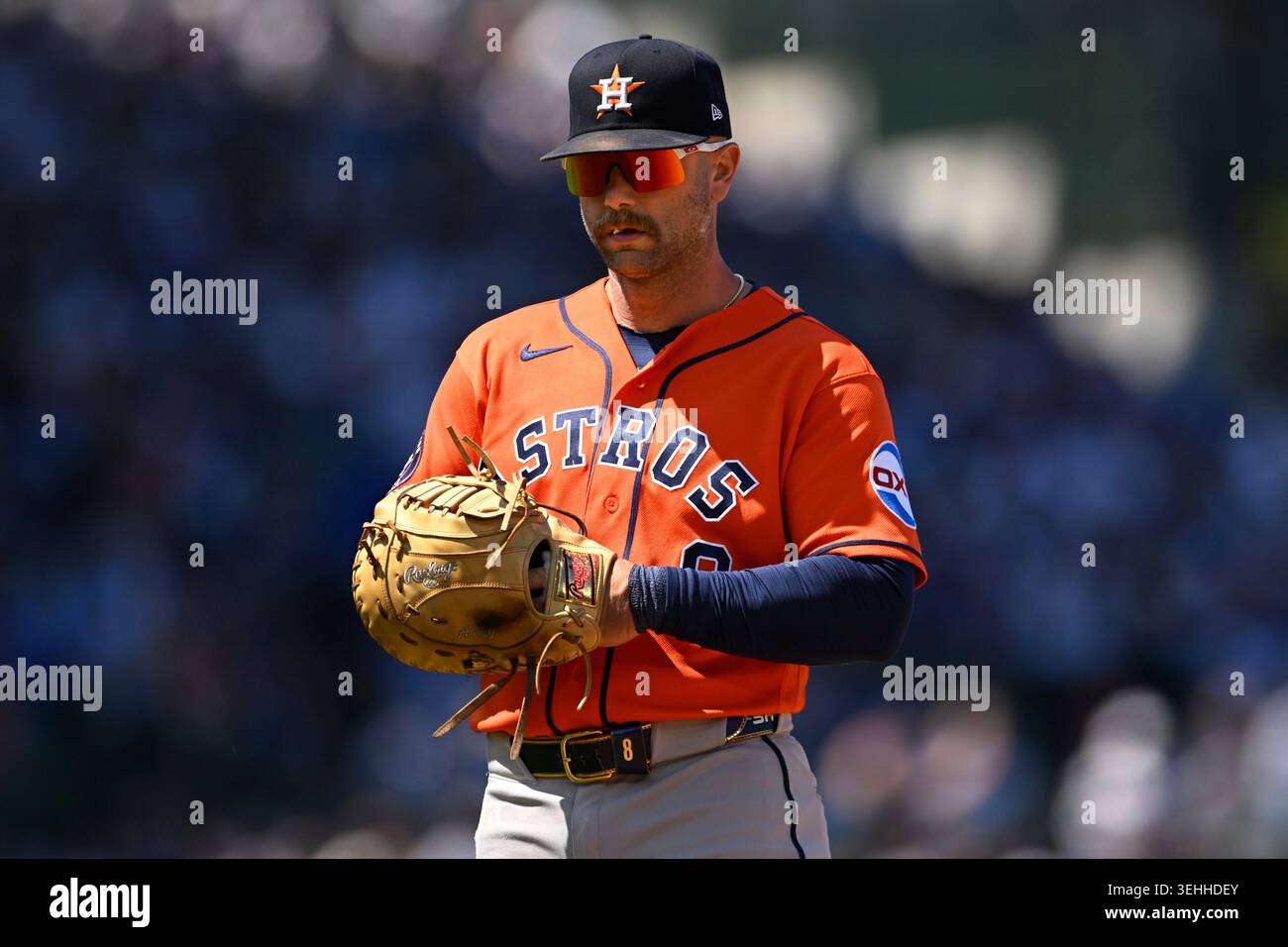 Houston Astros first baseman Christian Walker looks on at first base ...
