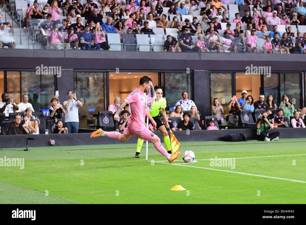 Inter Miami forward Lionel Messi #10 gets ready to strike the ball ...