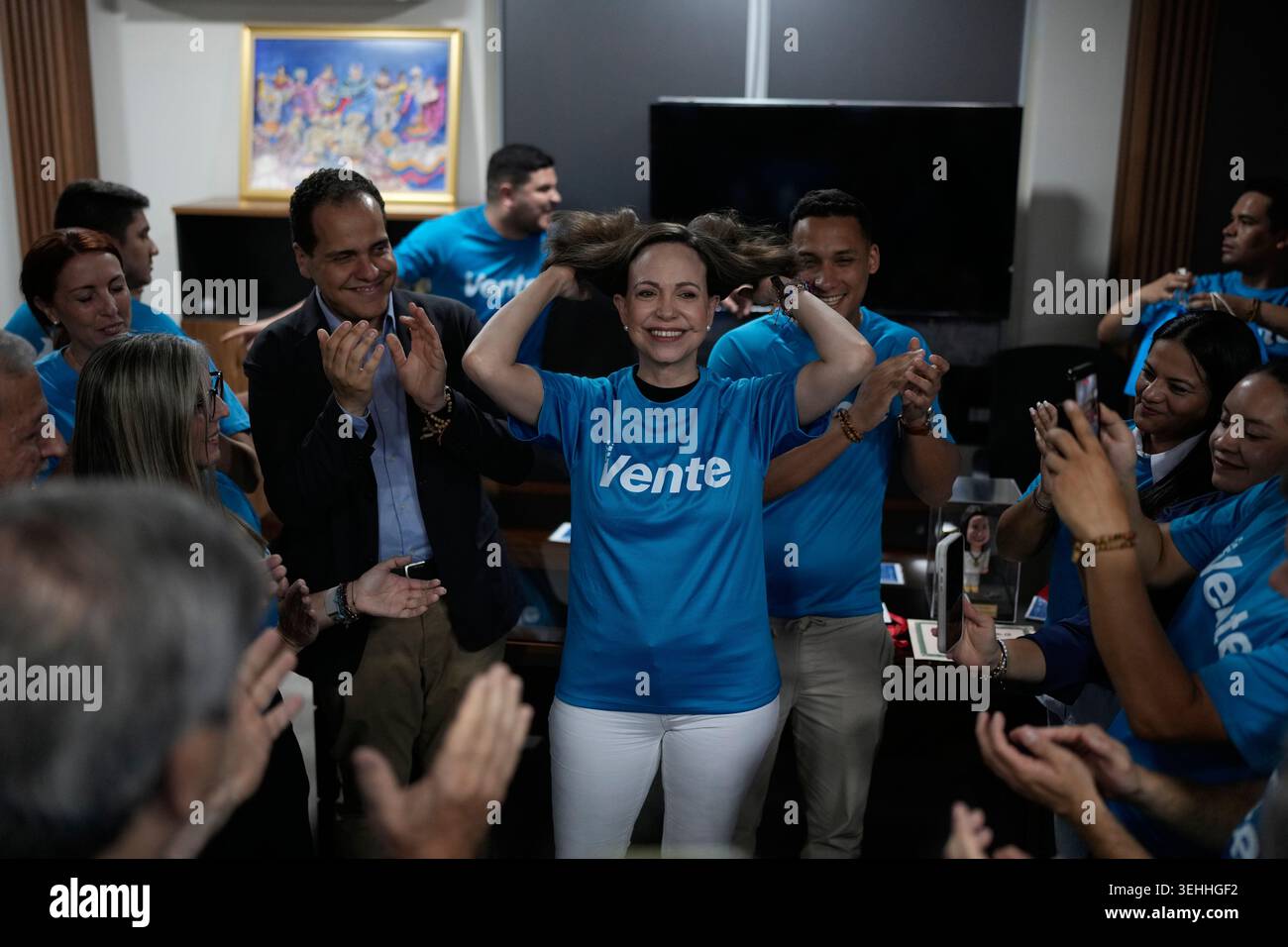 Venezuela's opposition leader Maria Corina Machado arrives at the ...