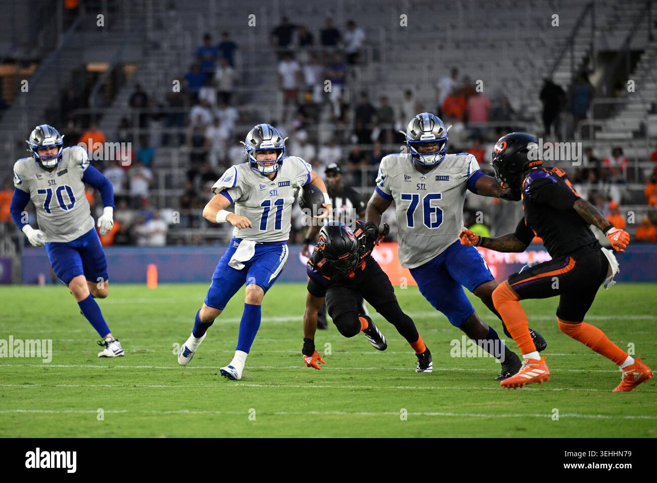 St. Louis Battlehawks quarterback Harrison Frost (11) scrambles for ...