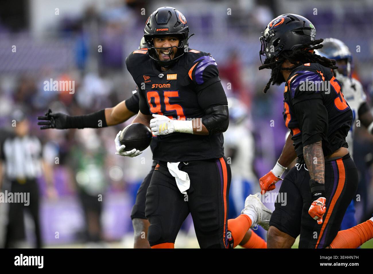 Orlando Storm defensive end Amani Bledsoe (95) celebrates after ...