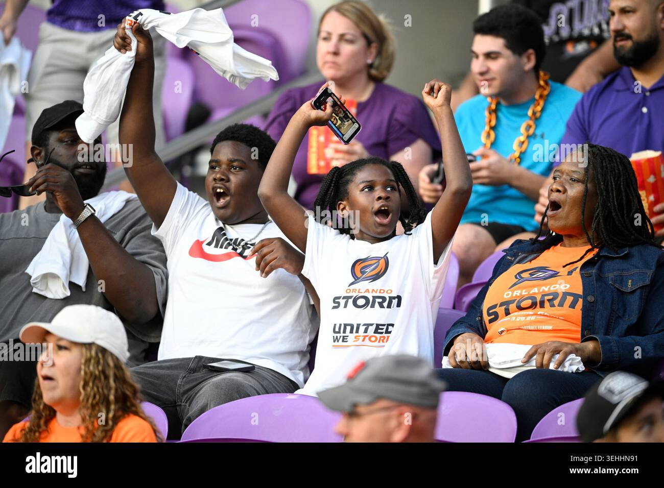 Fans cheer in the stands before a UFL football game between the Orlando ...
