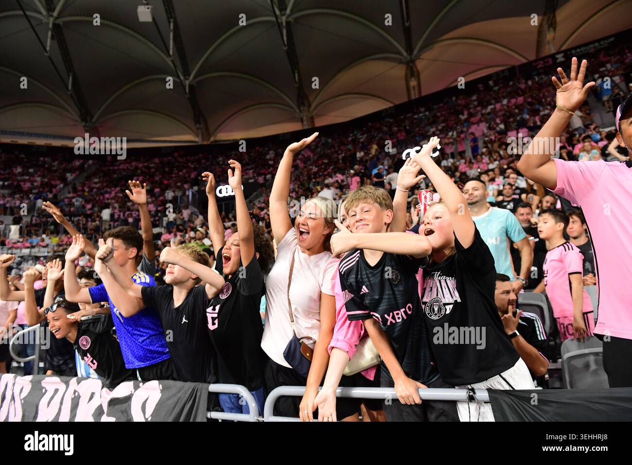 Inter Miami fans cheer for the camera during the match between Inter ...