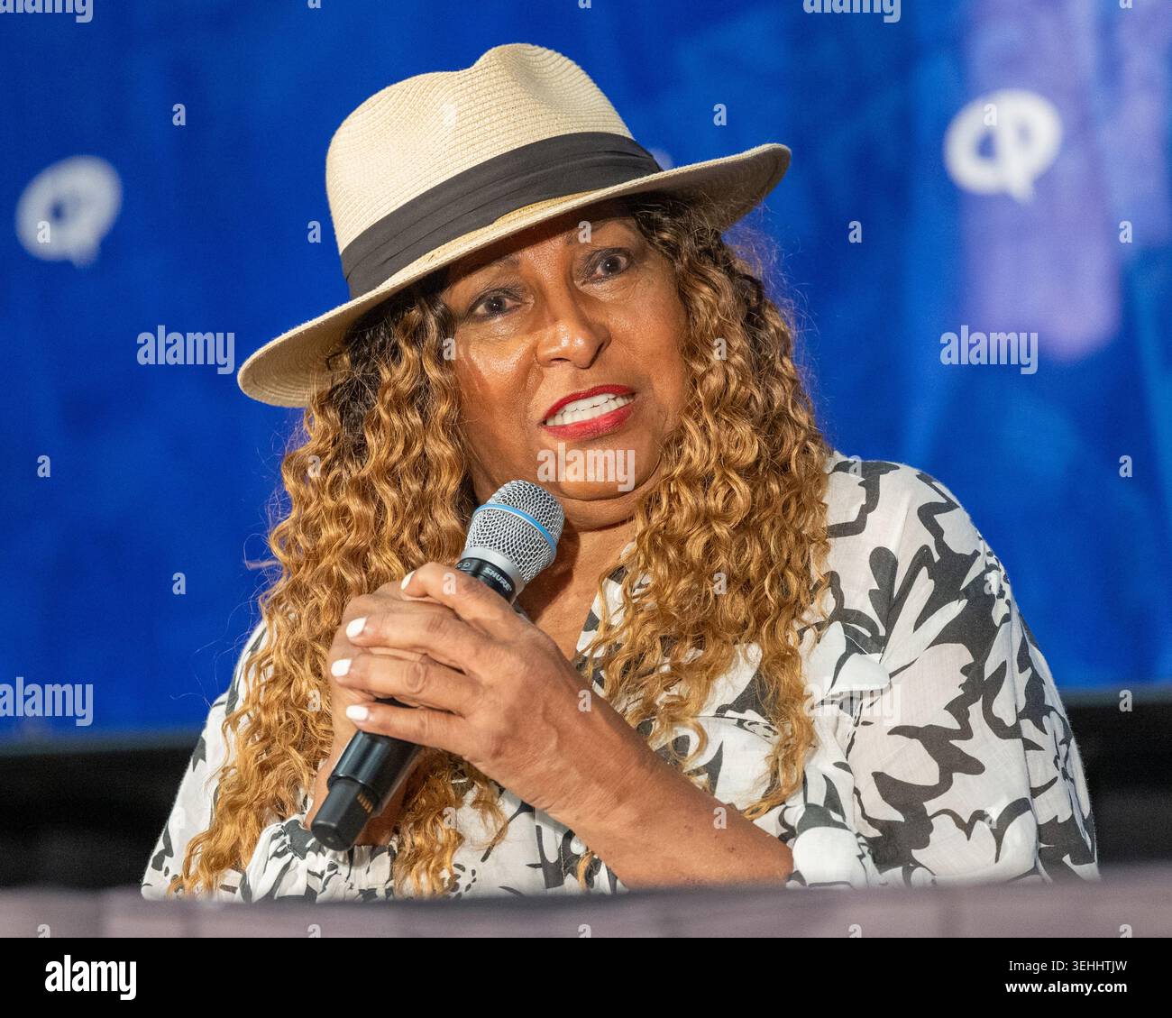 Pam Grier speaks onstage during the Comicpalooza 2026 Houston day 3 at ...