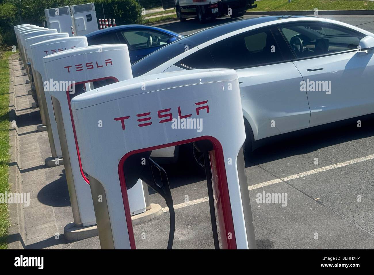 TESLA charging station,,Supercharger, Car,Electric car,Charging plug ...