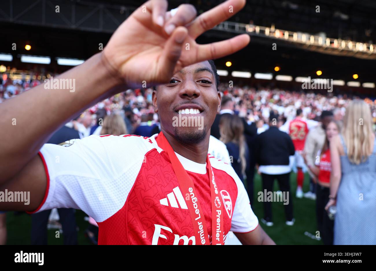 London, England, 24th May 2026. Myles Lewis-Skelly of Arsenal with his ...