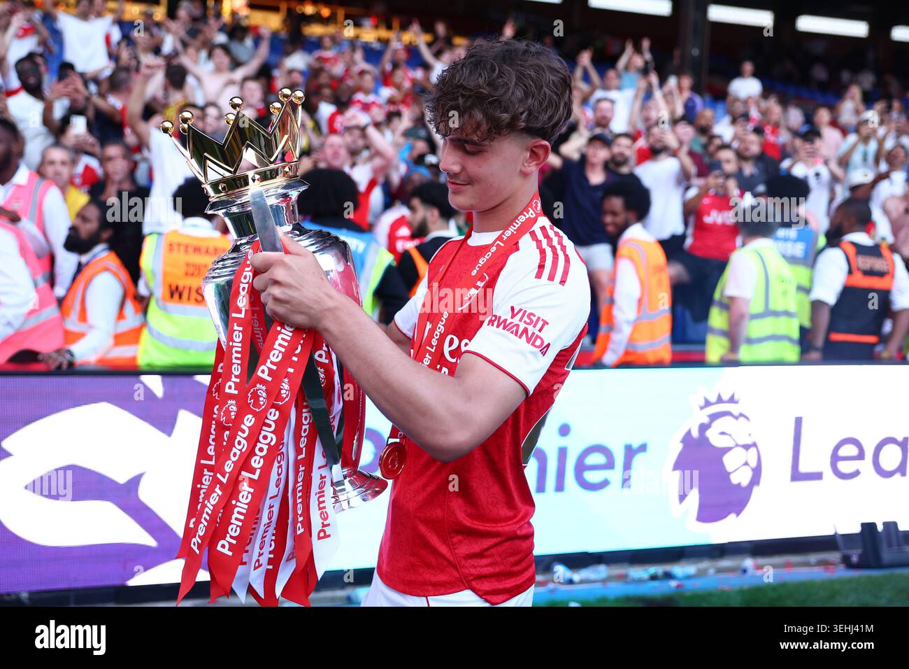 London, England, 24th May 2026. Max Dowman of Arsenal celebrated with ...