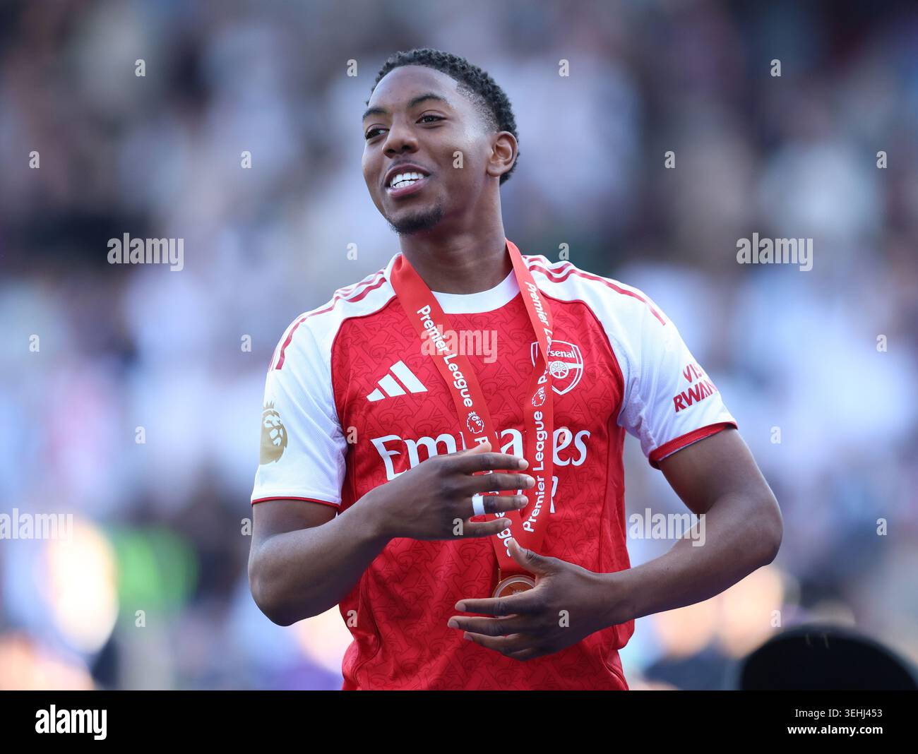 London, England, 24th May 2026. Myles Lewis-Skelly of Arsenal with his ...