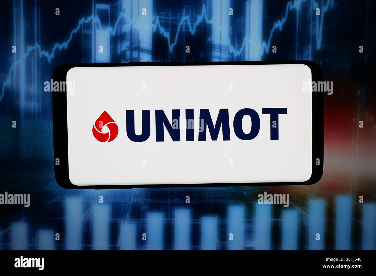 In this photo illustration, the logo of Polish petroleum company UNIMOT ...