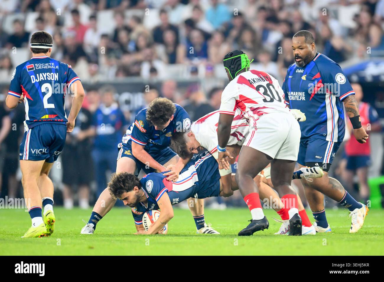 Tom Baldetti of France and Mathieu Bastareaud of France during the ...