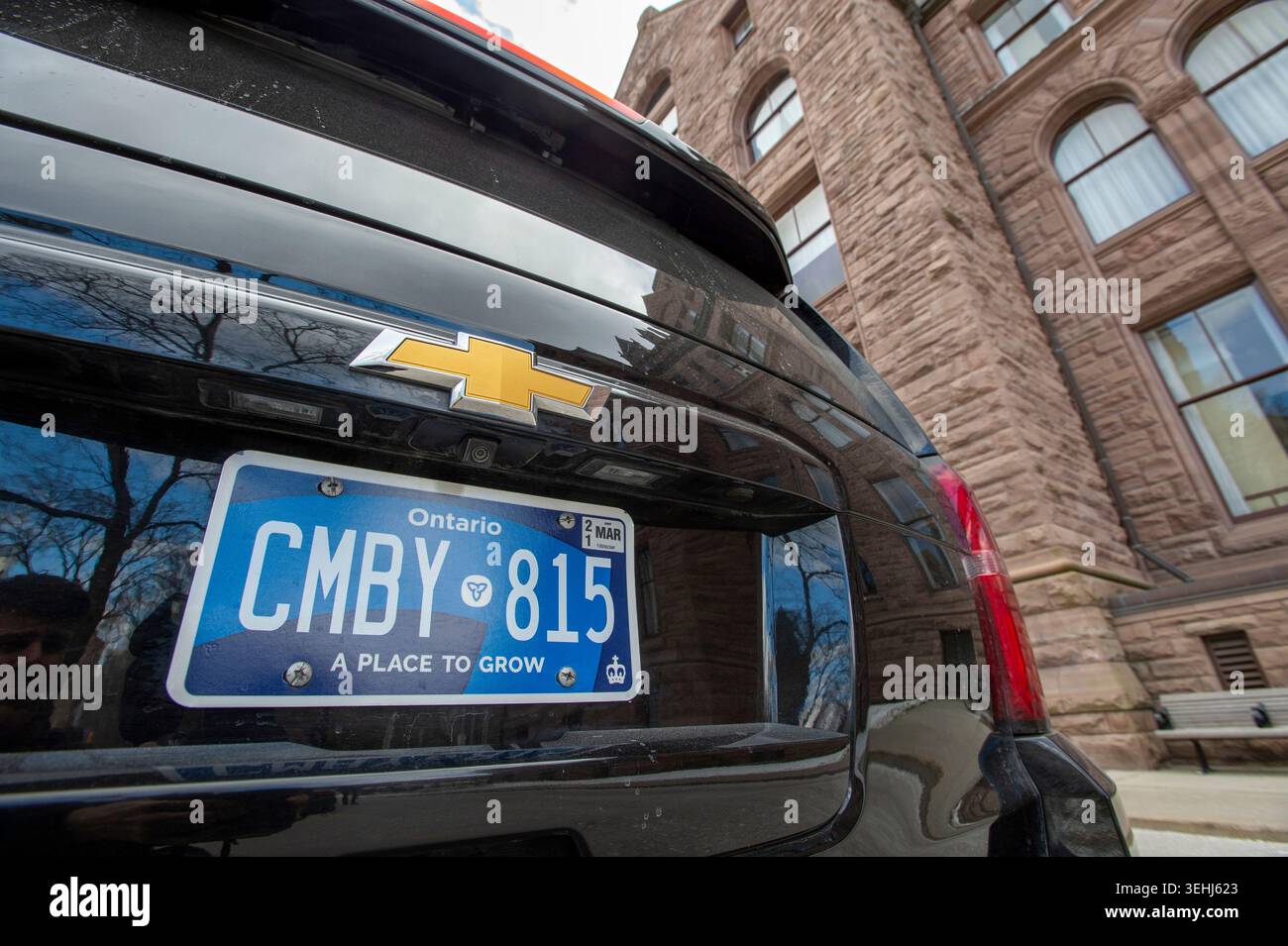 One of Premier Doug Ford's vehicles sits parked at the Ontario ...