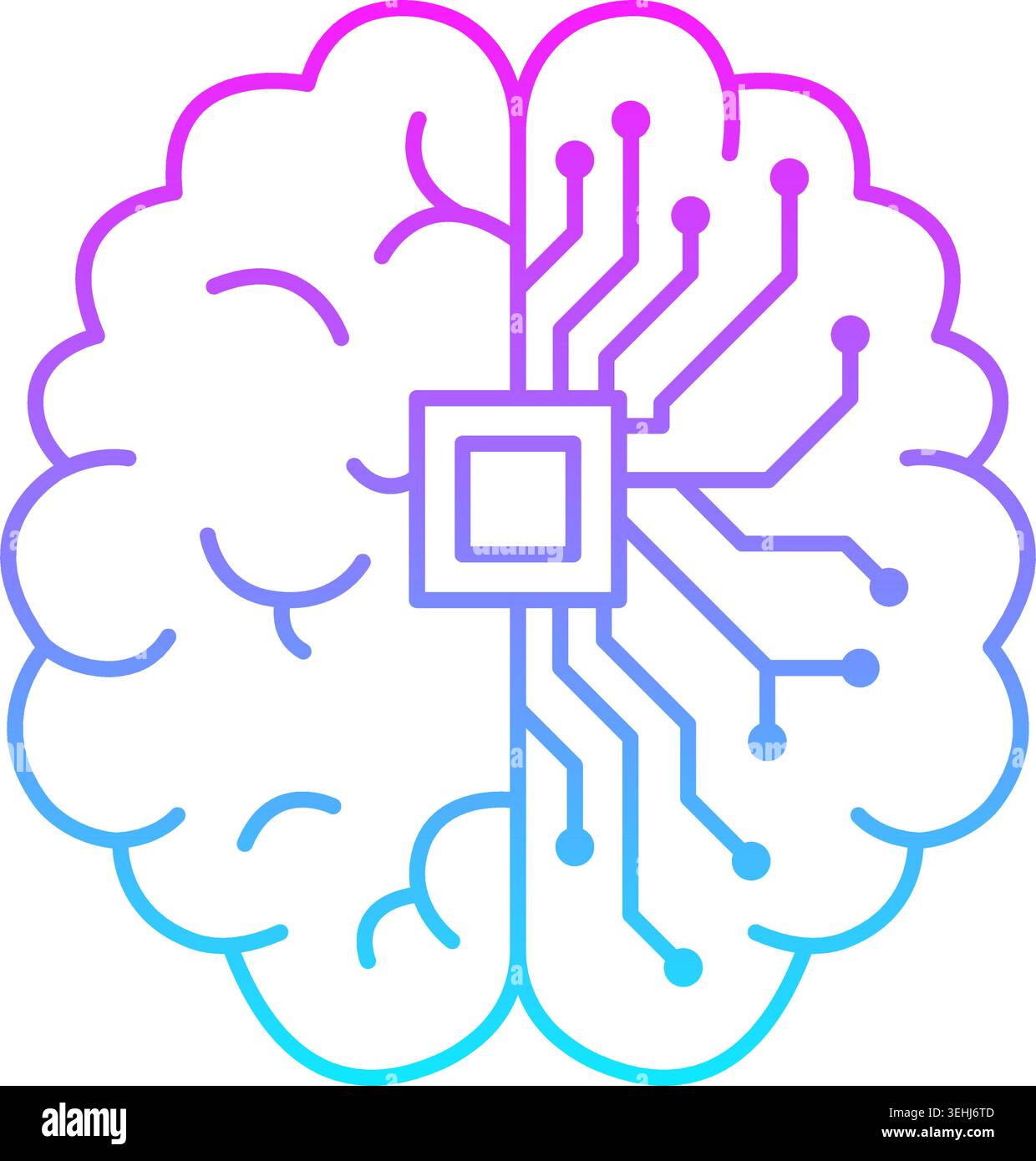 Artificial intelligence brain computer circuitry chip, colorful icon ...