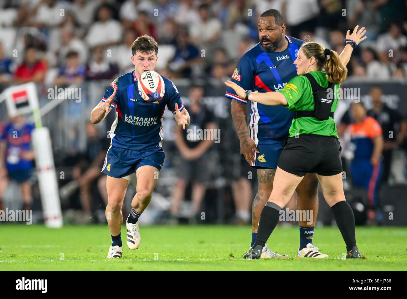 Lucas Moro of France and Mathieu Bastareaud of France during the Crunch ...