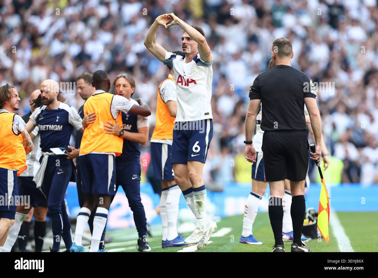 Joao Palhinha of Tottenham Hotspur scores and celebrates, 1-0, during ...