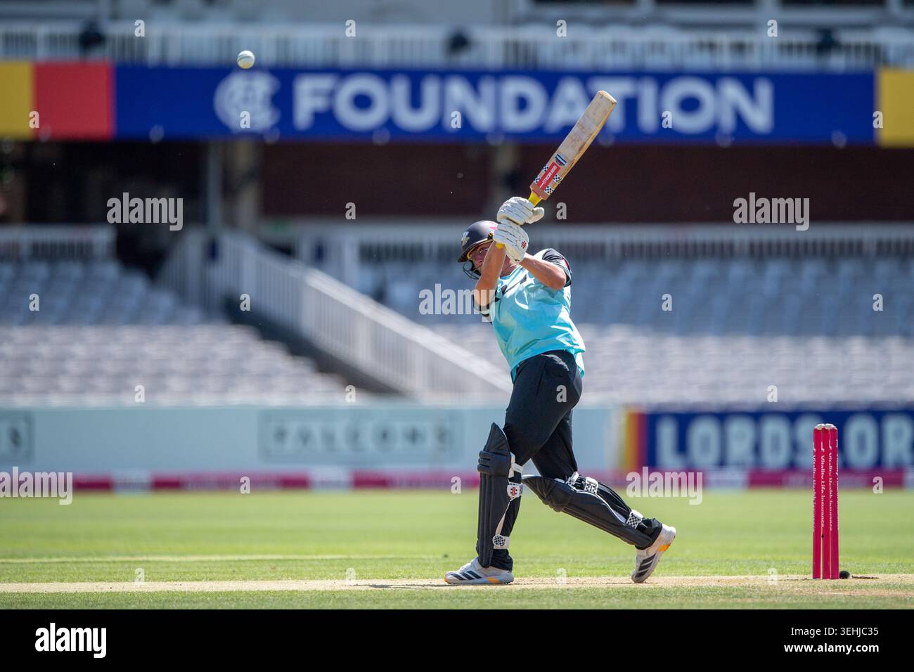 LONDON, ENGLAND - May 24: Adam Thomas of Surrey hits out during the T20 ...