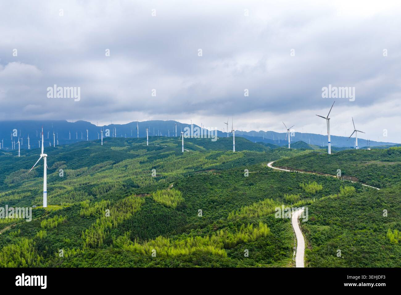 GUILIN, CHINA - MAY 24, 2026 - The wind turbines of Qiuping Wind Farm ...