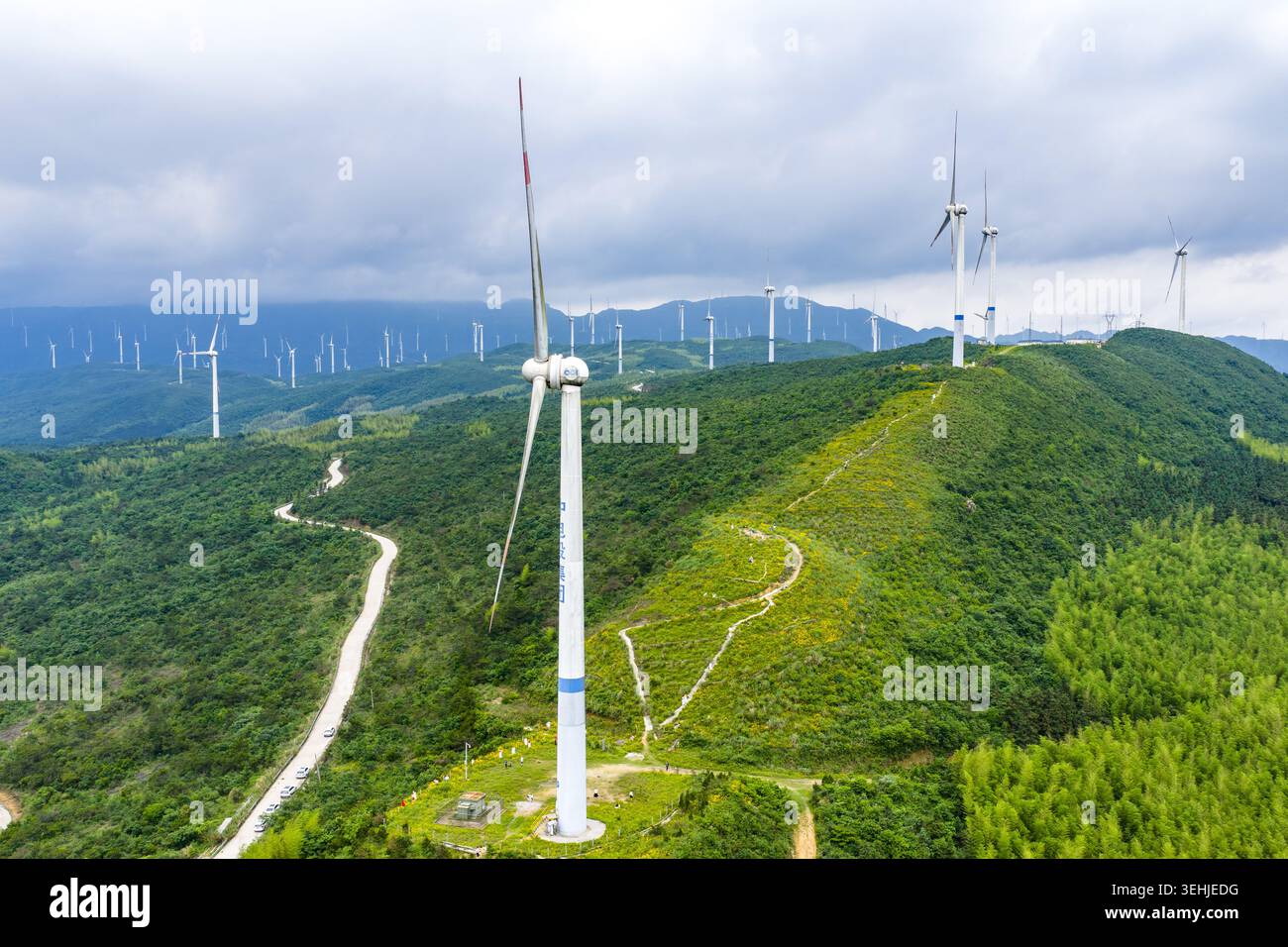 GUILIN, CHINA - MAY 24, 2026 - The wind turbines of Qiuping Wind Farm ...