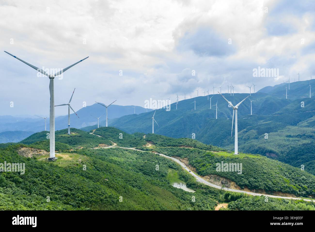 GUILIN, CHINA - MAY 24, 2026 - The wind turbines of Qiuping Wind Farm ...