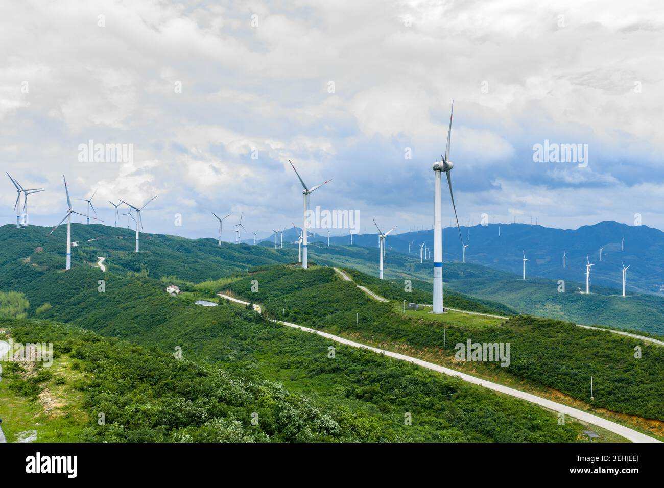 GUILIN, CHINA - MAY 24, 2026 - The wind turbines of Qiuping Wind Farm ...