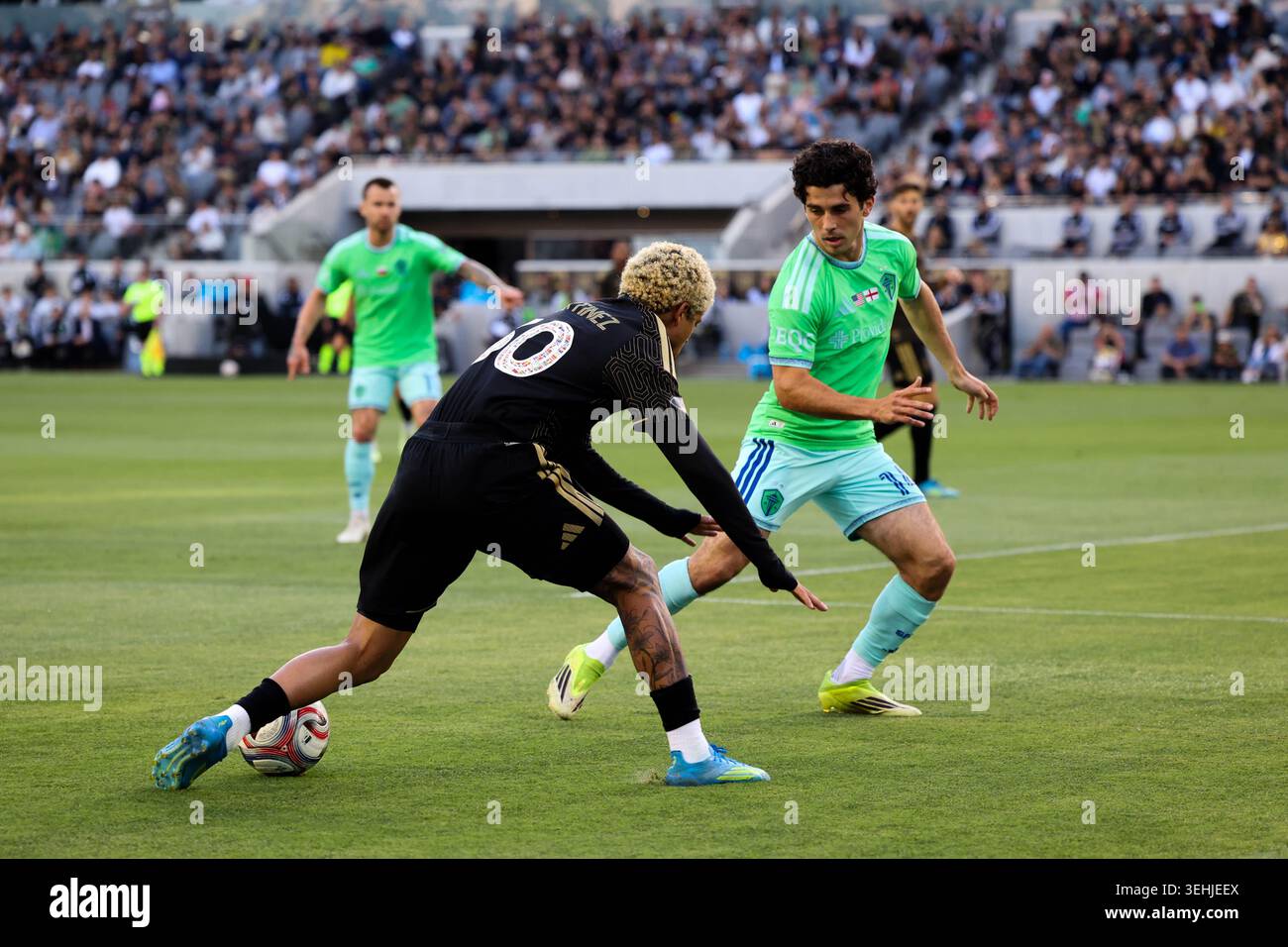 LAFC Forward David Martinez (30) defends the ball against Seattle ...