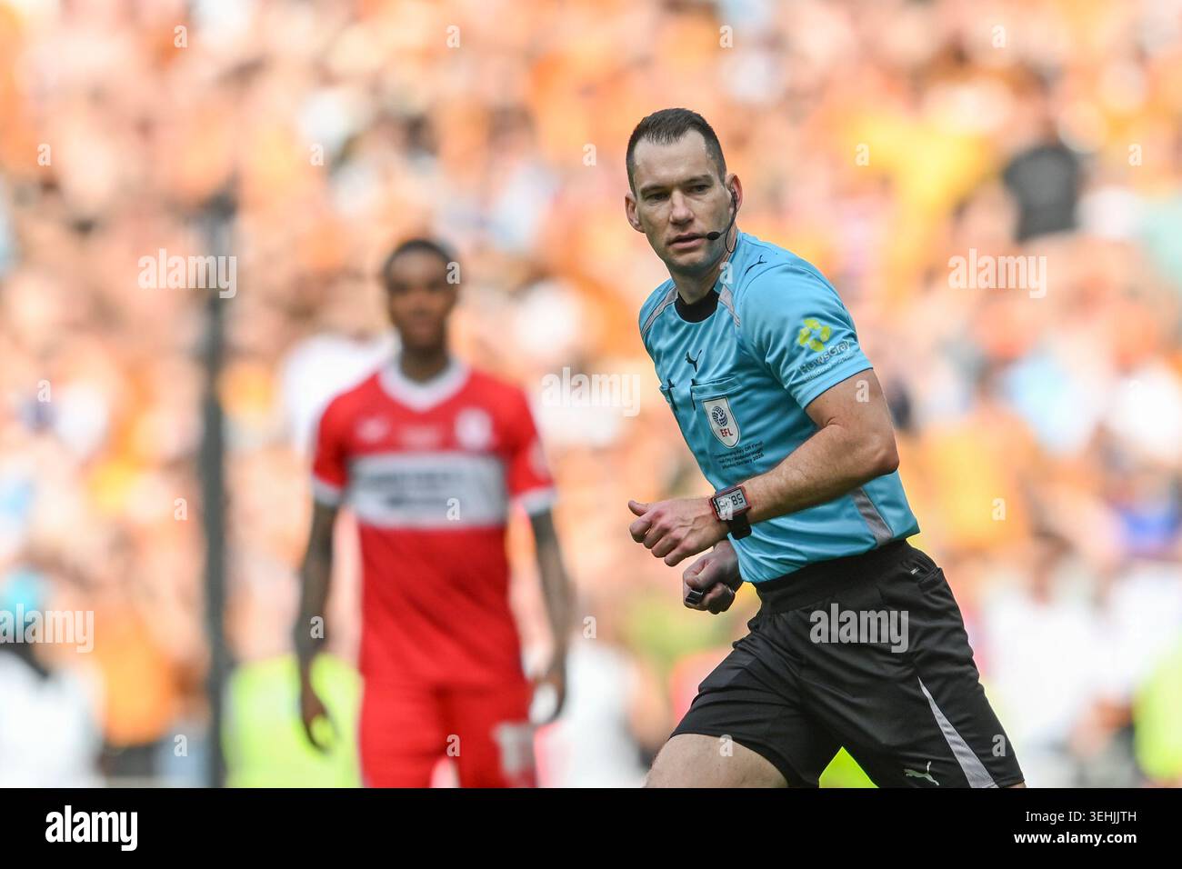Referee Jared Gillett during the Sky Bet Championship Play Off Final ...