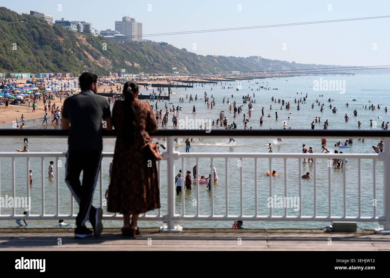 People enjoy the hot weather on Bournemouth beach in Dorset. Monday is ...