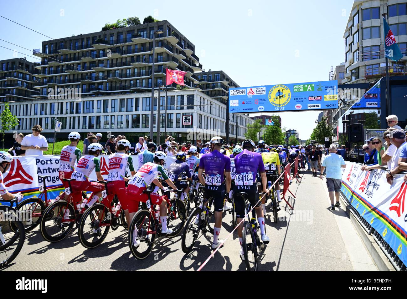The start of the 'Antwerp Port Epic men's elite one day cycling race ...