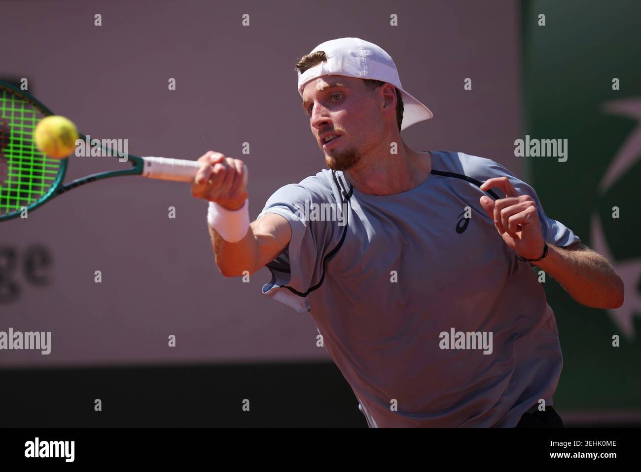 Toby Samuel of Britain returns to Alex De Minaur of Australia during ...