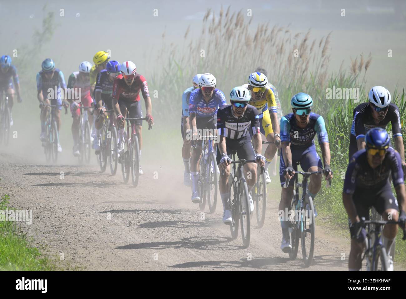 The pack of riders pictured in action during the 'Antwerp Port Epic men ...