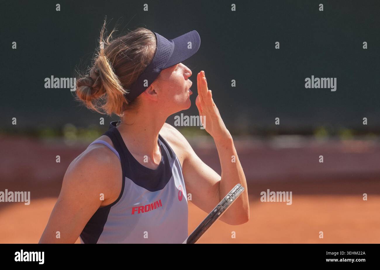 Viktorija Golubic (SUI ) blows a kiss too her fans as she celebrates ...