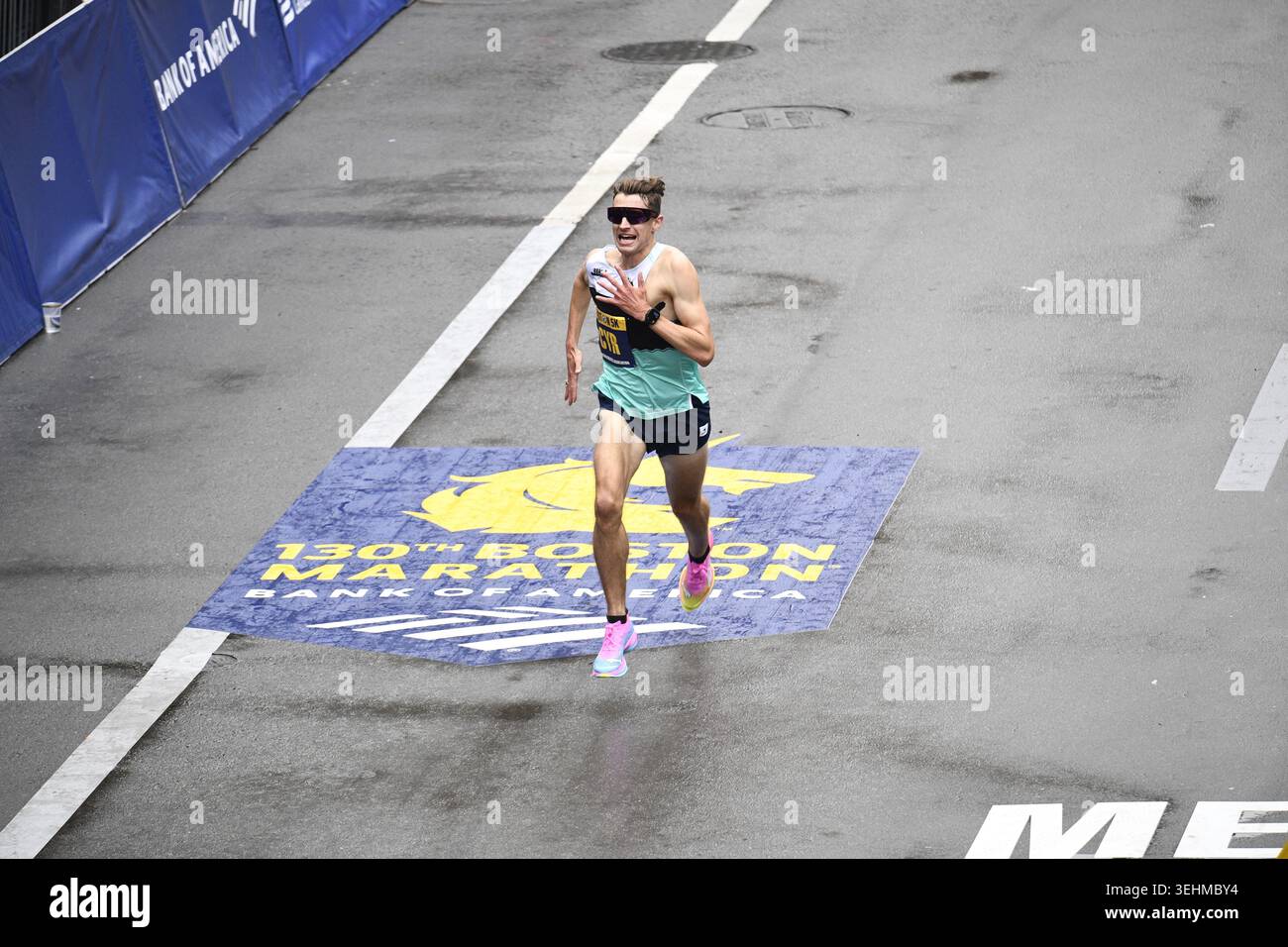 BOSTON, MA - APRIL 18: Alex Cyr of Canada runs to the finish line of ...