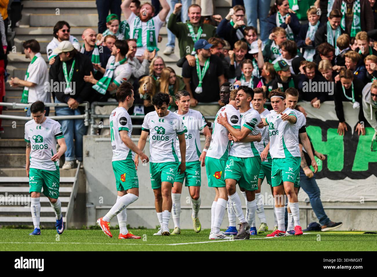 Hamar 20260525. HamKam's Aksel Potur celebrates his 1-0 goal during the ...