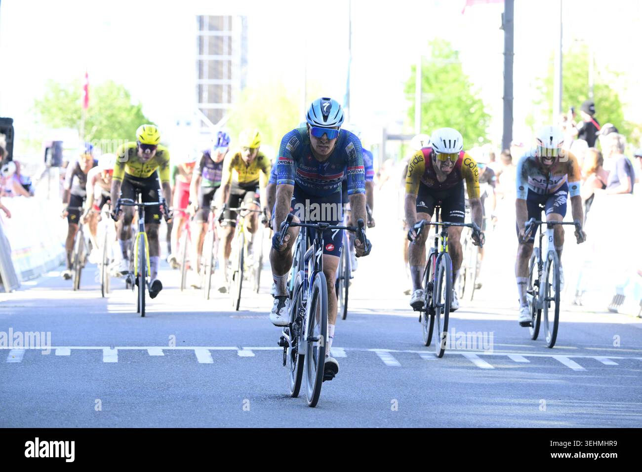 Belgian Tim Merlier of Soudal Quick-Step pictured crossing the finish ...