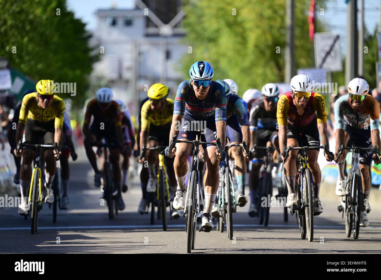 Belgian Tim Merlier of Soudal Quick-Step pictured crossing the finish ...
