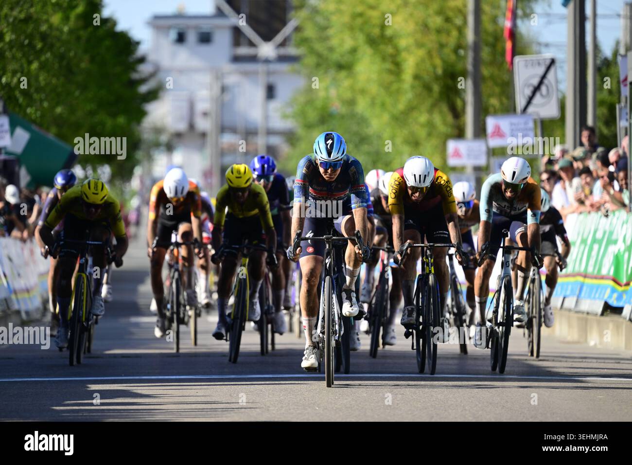Belgian Tim Merlier of Soudal Quick-Step pictured crossing the finish ...