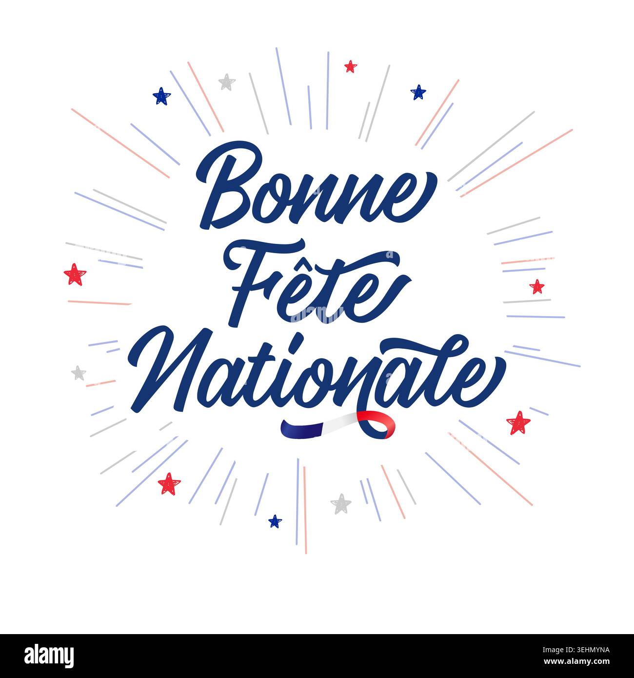 Happy National Day creative typography in French. Logo for festive gift ...