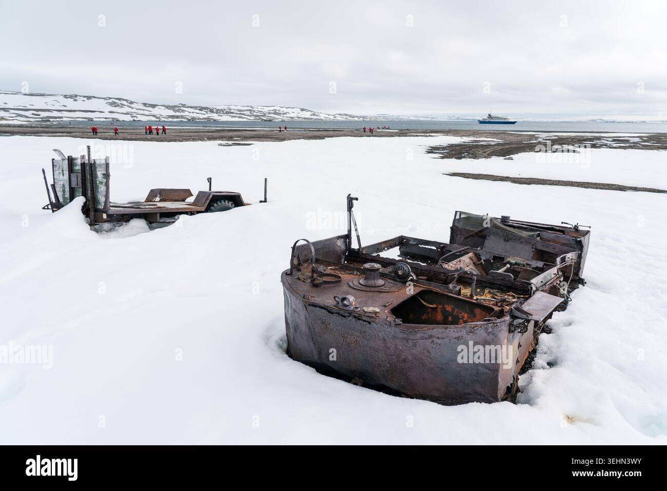 Svalbard, Svalbard and Jan Mayen - 21 June 2025: View of abandoned ...
