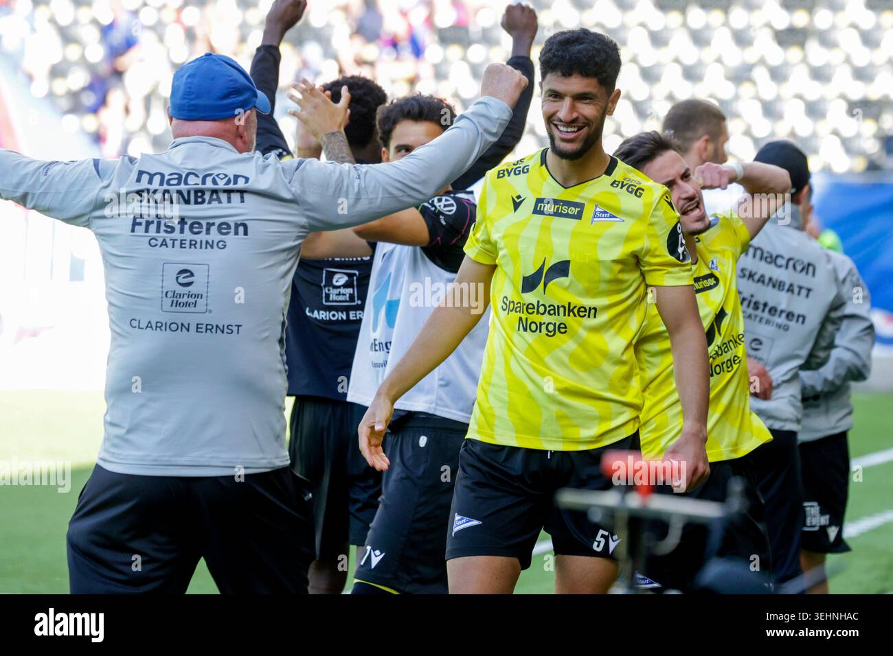 Kristiansand 20260525. Start's Omar Jebali celebrates after the elite ...
