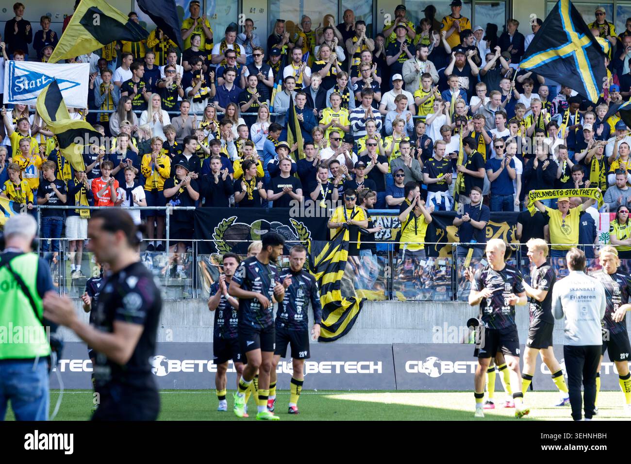 Kristiansand 20260525. Start supporters before the elite football match ...