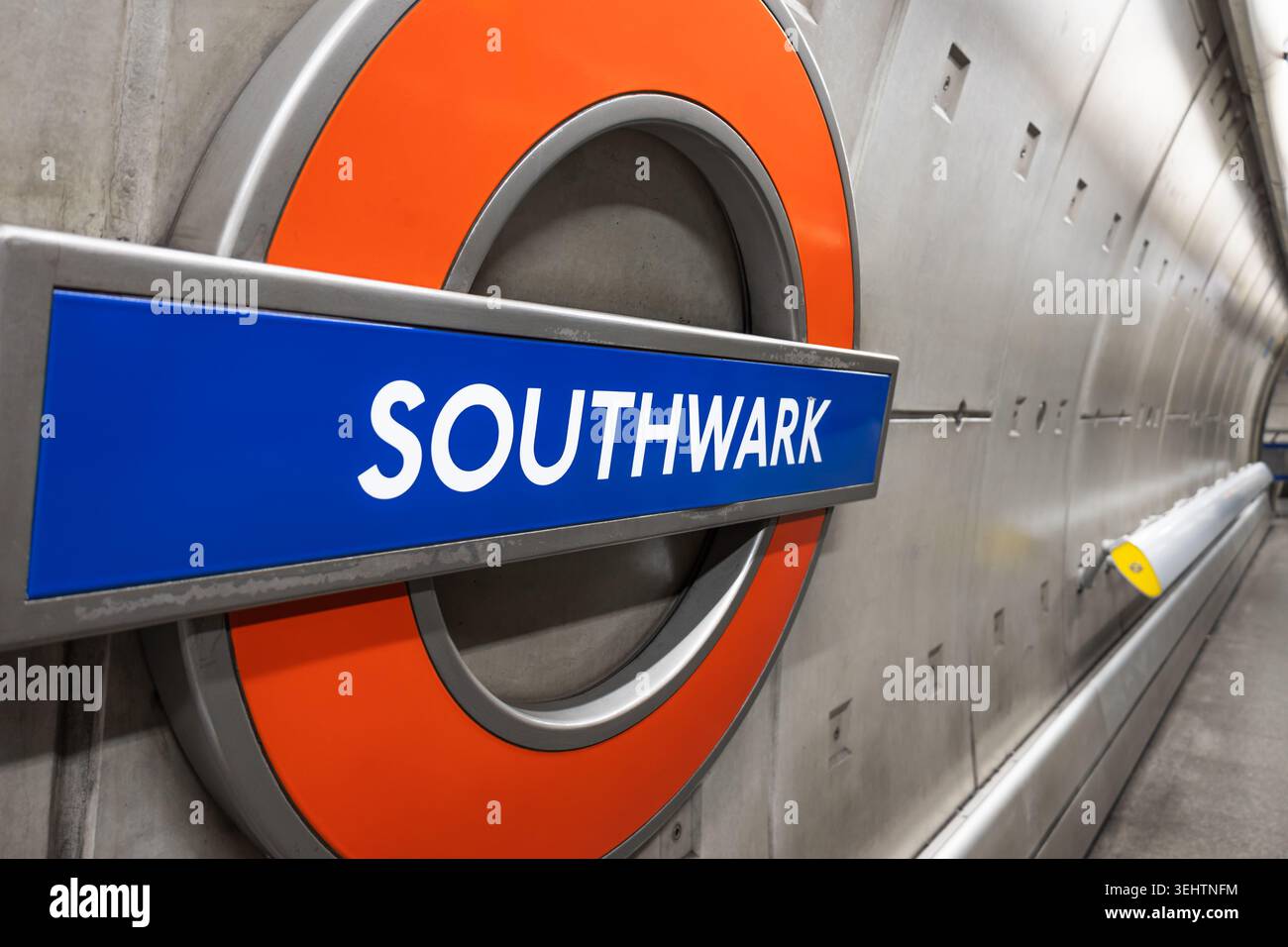 London Underground roundel sign at Southwark station. London, UK, 17 ...