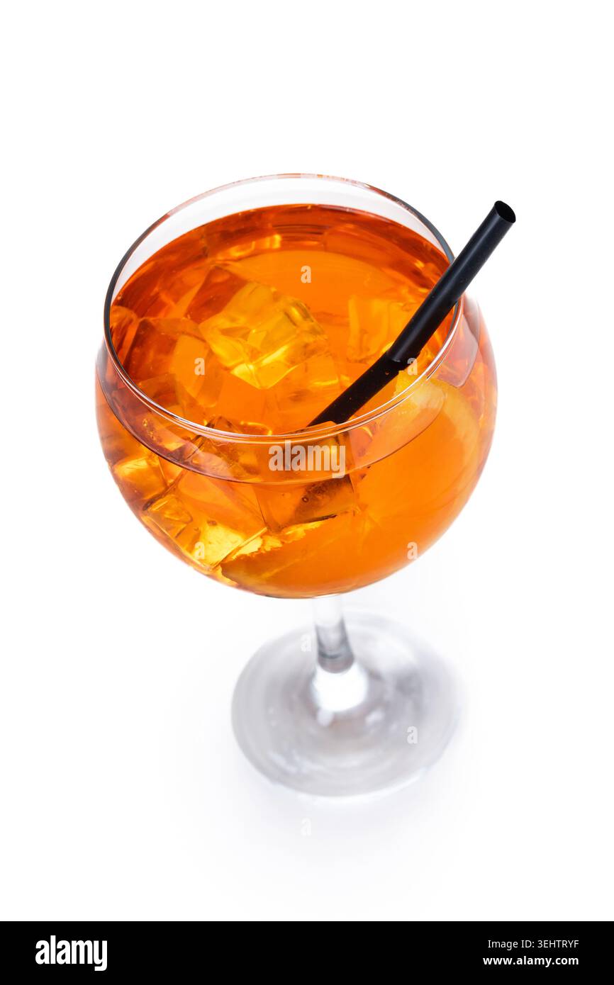 Refreshing Aperol Spritz cocktail with orange isolated on white ...