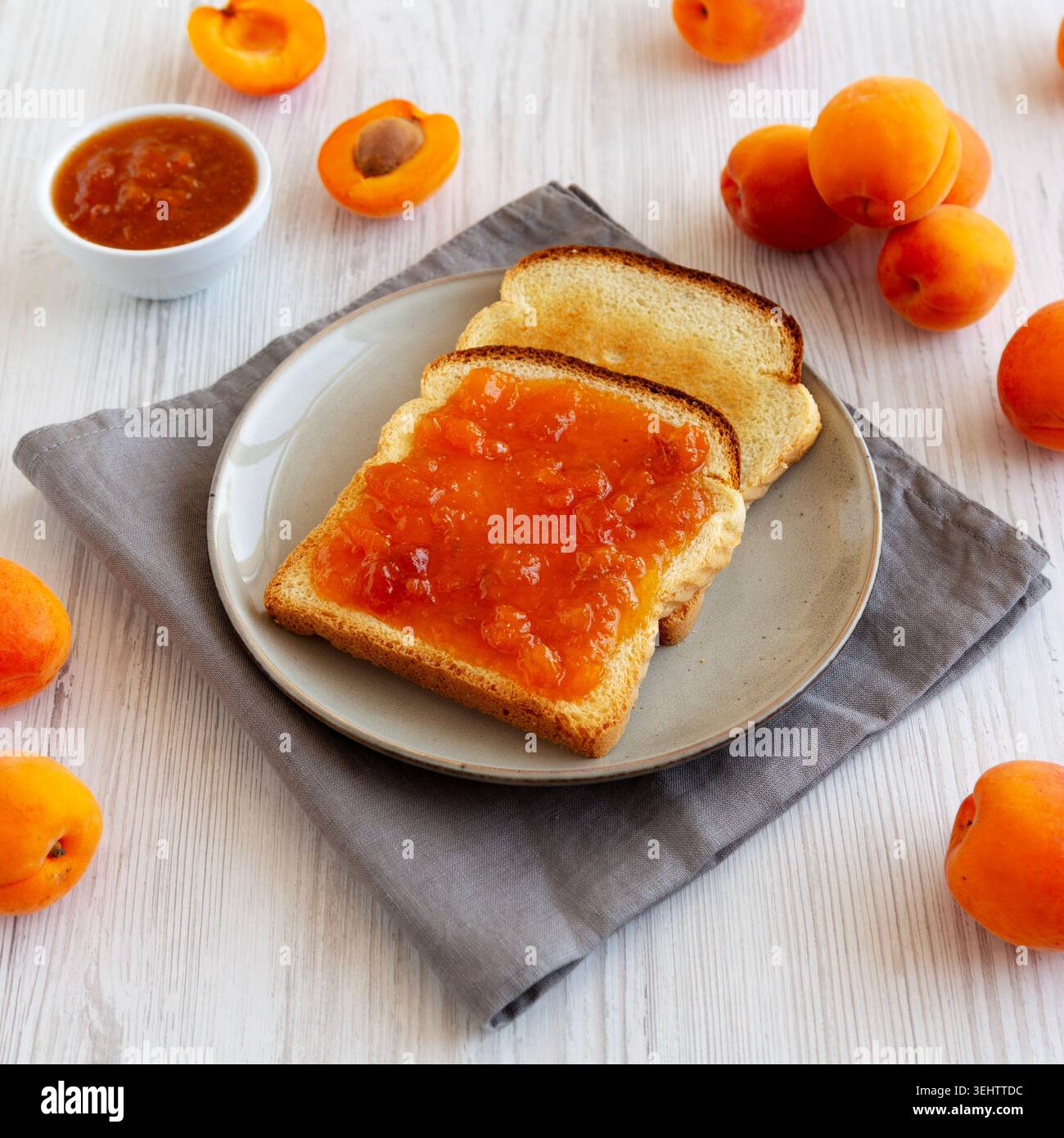 Sweet Homemade Apricot Jam on Toast for Breakfast Stock Photo - Alamy