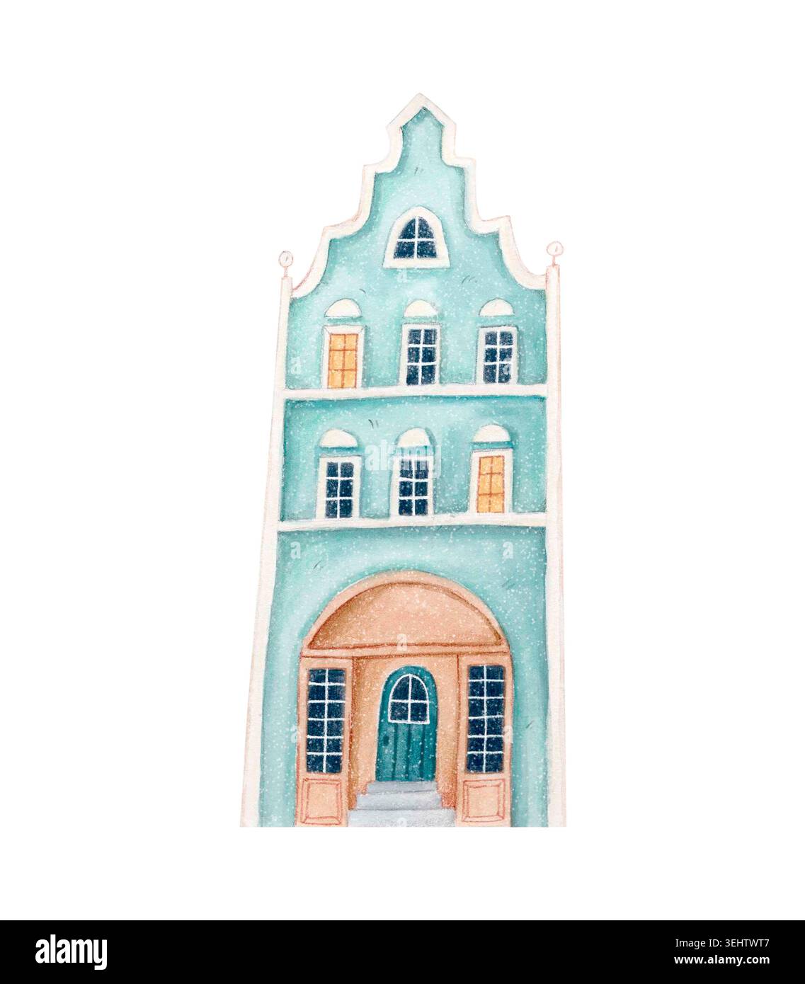 Watercolor Christmas fairytale dutch house clipart. Hand drawn European ...