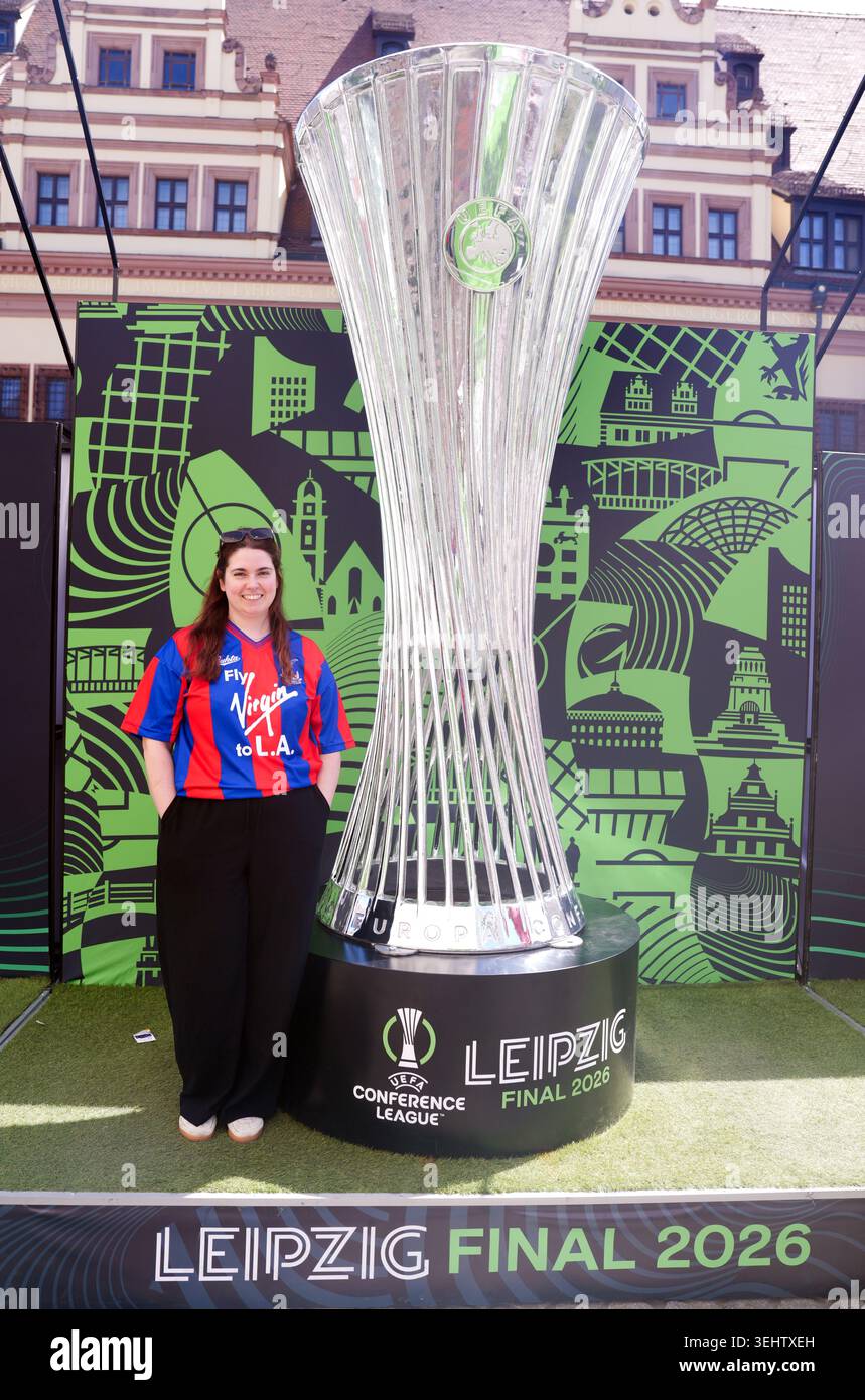 A Crystal Palace fan in Leipzig, ahead of the UEFA Conference League ...