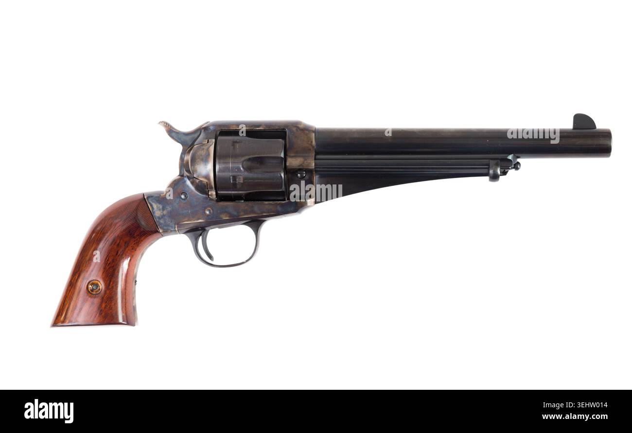 Old western era revolver on white background Stock Photo - Alamy