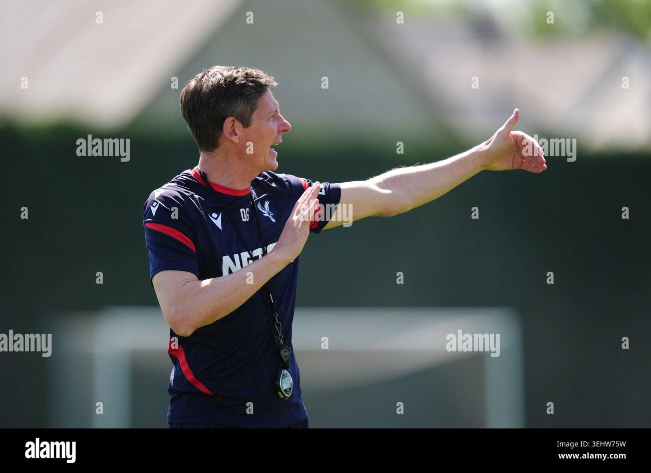 Crystal Palace manager Oliver Glasner during a training session at ...
