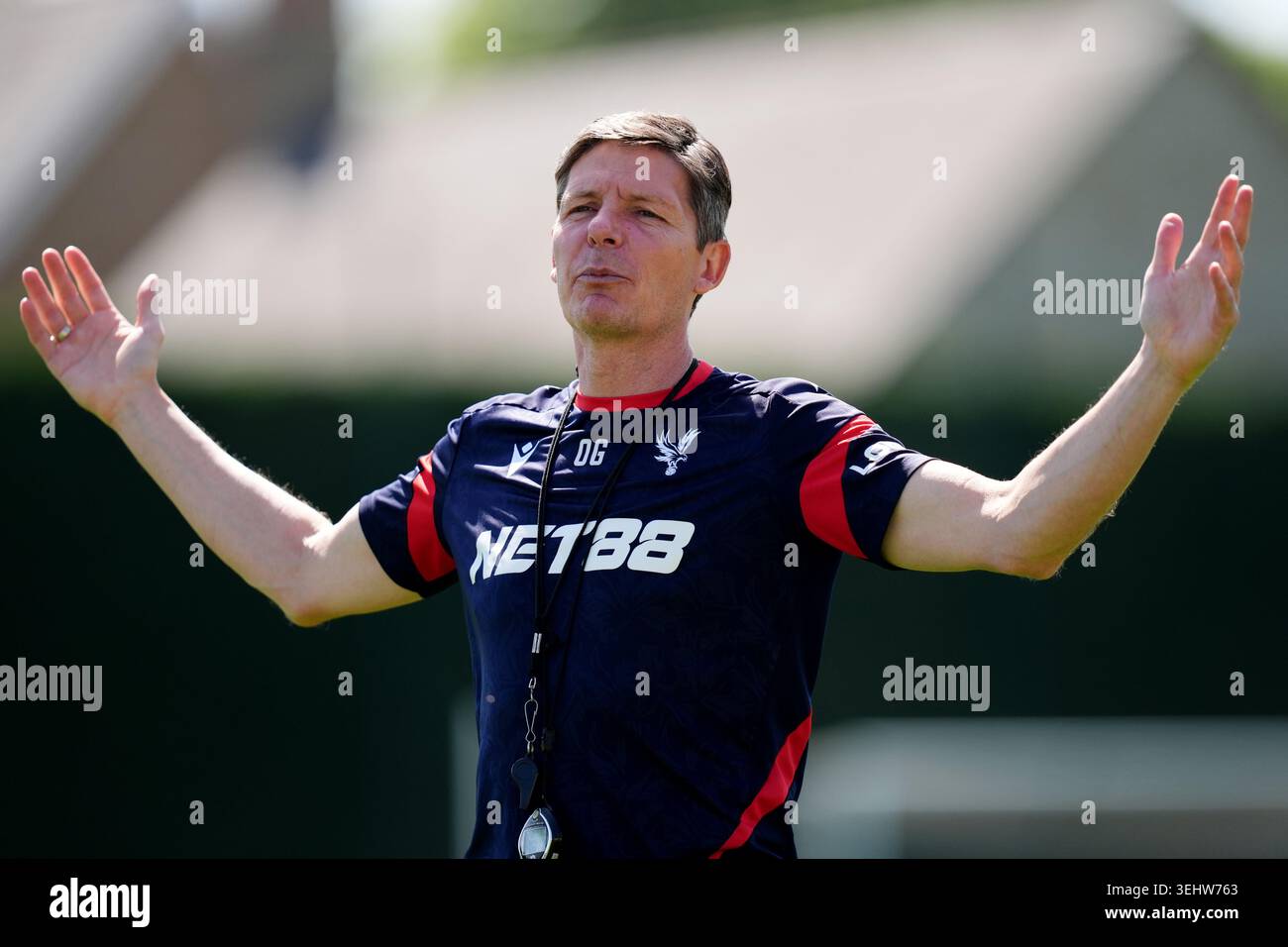 Crystal Palace manager Oliver Glasner during a training session at ...