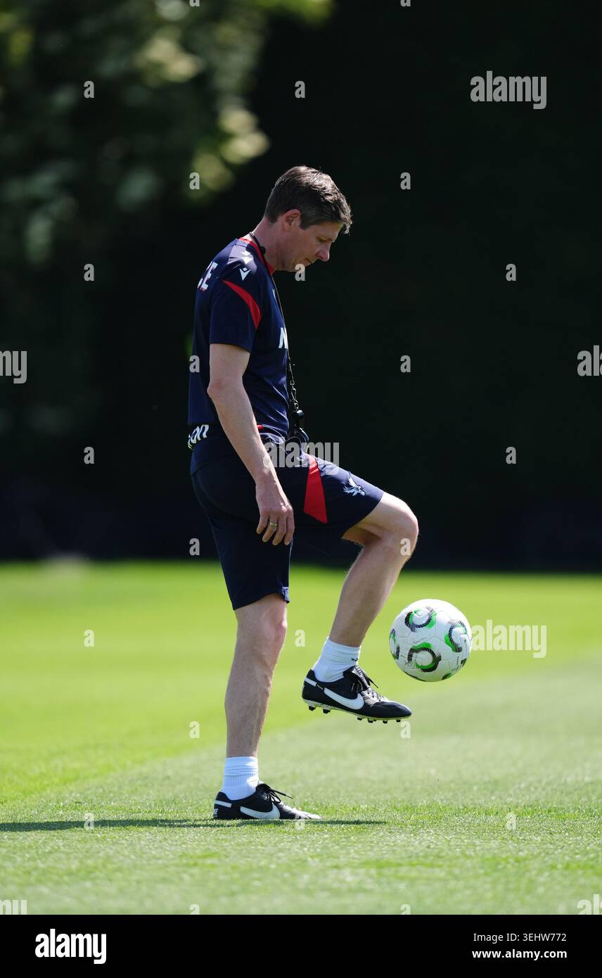 Crystal Palace manager Oliver Glasner during a training session at ...